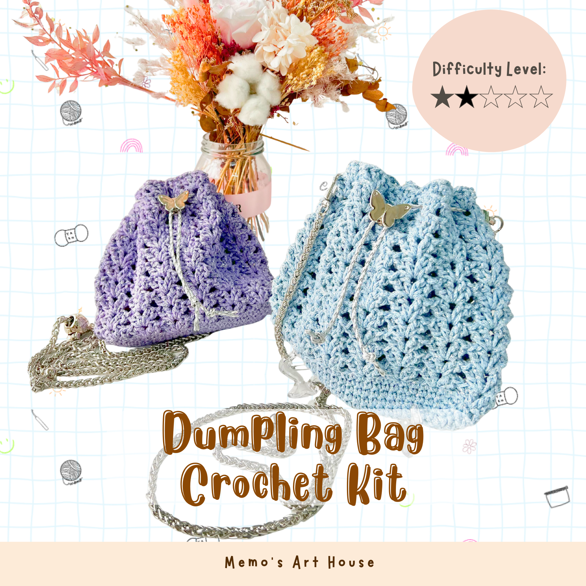 [Kit] Dumpling Bag | Beginner Friendly Crochet Kit – Memo's Art House