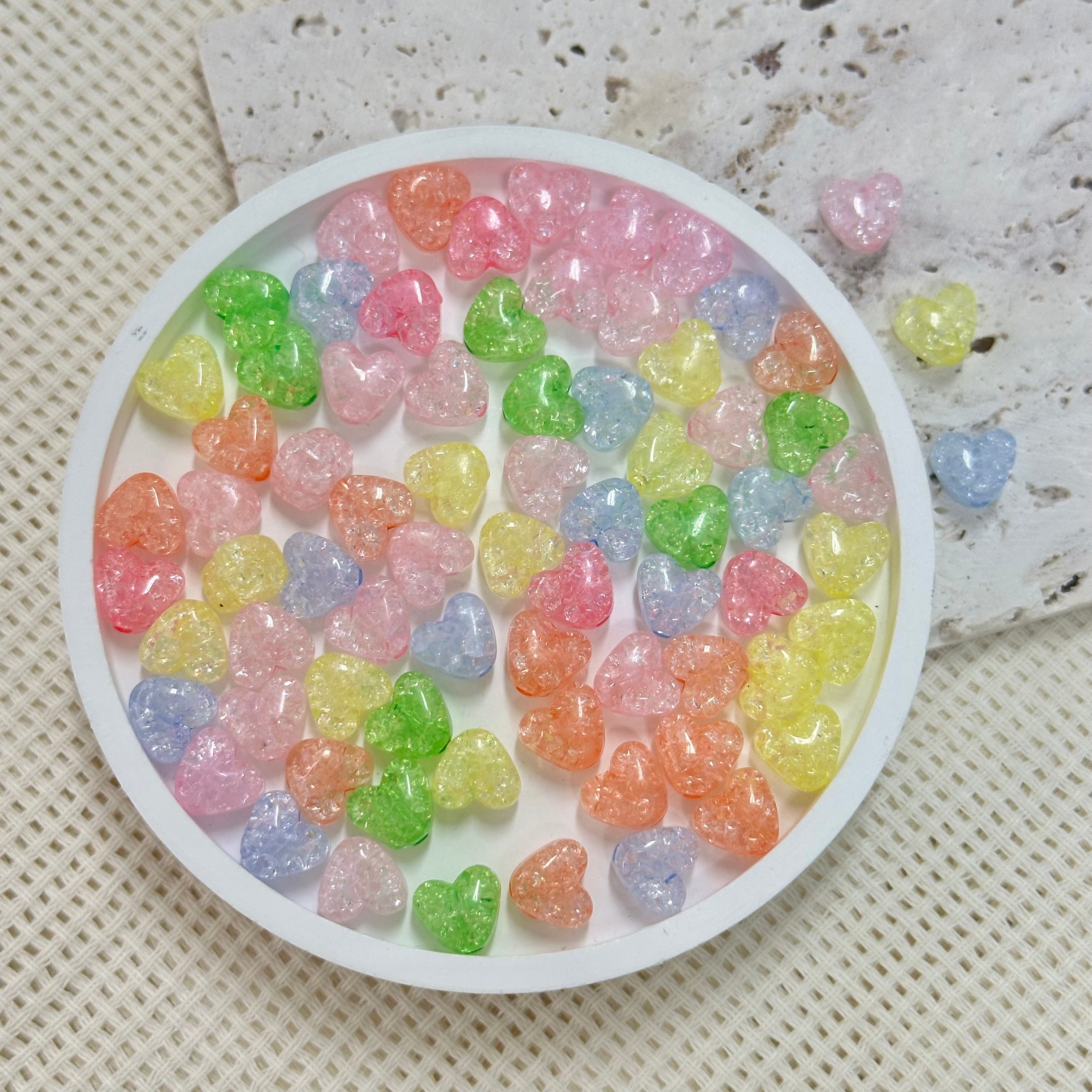 AB Beads: 10mm Transclucent Cracked Hearts (Assorted Colors) – Memo's ...